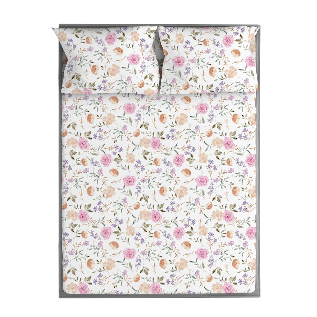Organic Bamboo Kids Bed Sheet Flower Set | Wovenx