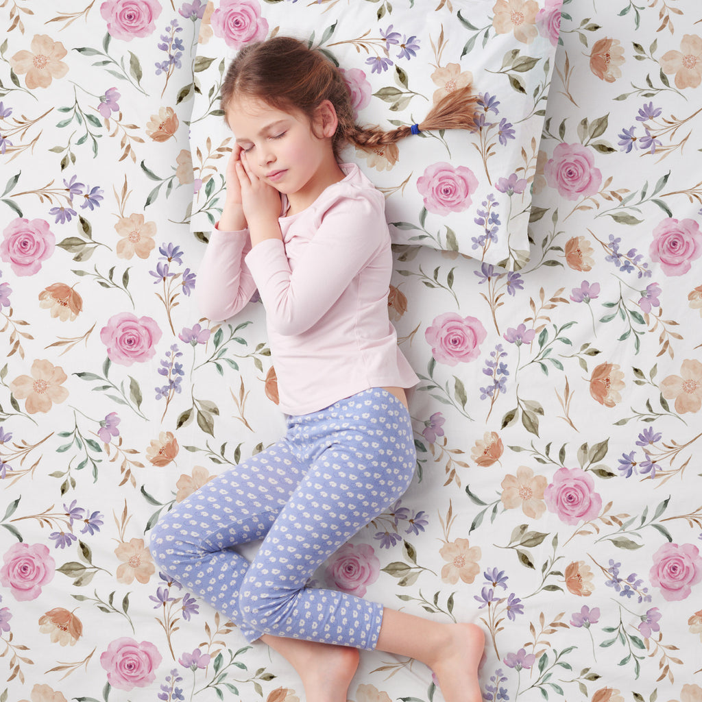 Organic Bamboo Kids Bed Sheet Flower Set | Wovenx