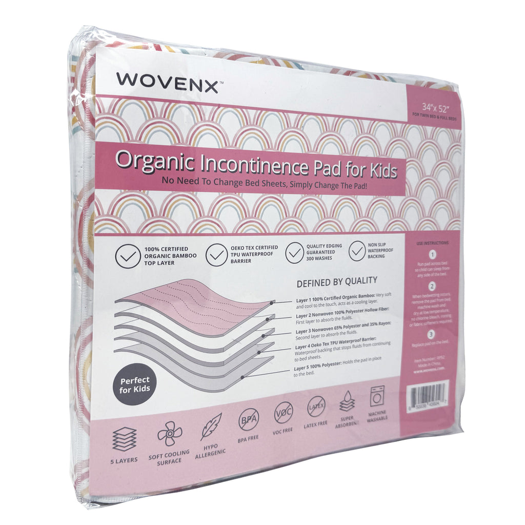 Organic Bamboo Incontinence Pads for Kids - Rainbow | Wovenx