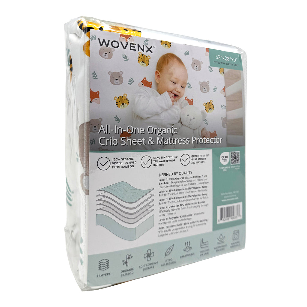 All-In- One Organic Crib Sheet & Mattress Protector for Baby Cribs - T ...