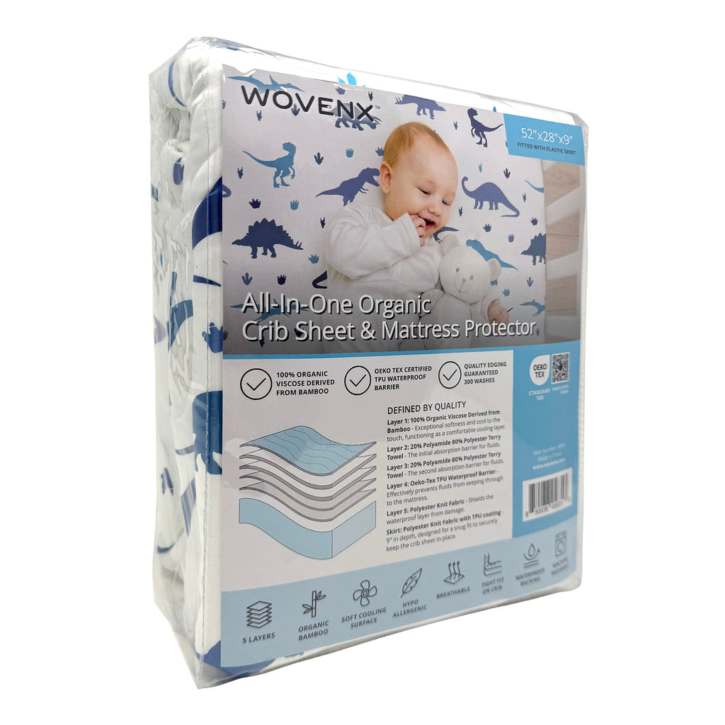 All-In- One Organic Crib Sheet & Mattress Protector for Baby Cribs - D ...