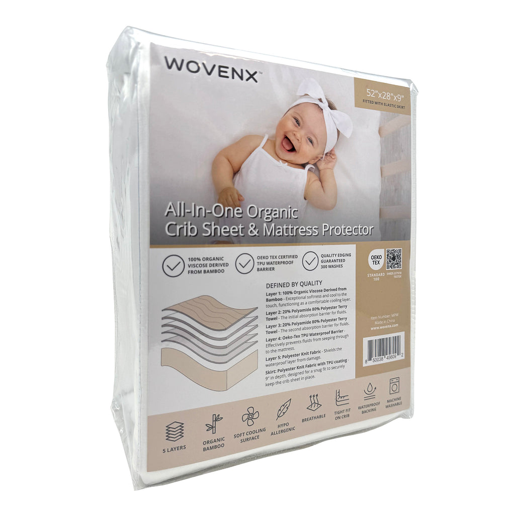 All-In- One Organic Crib Sheet & Mattress Protector for Baby Cribs - W ...