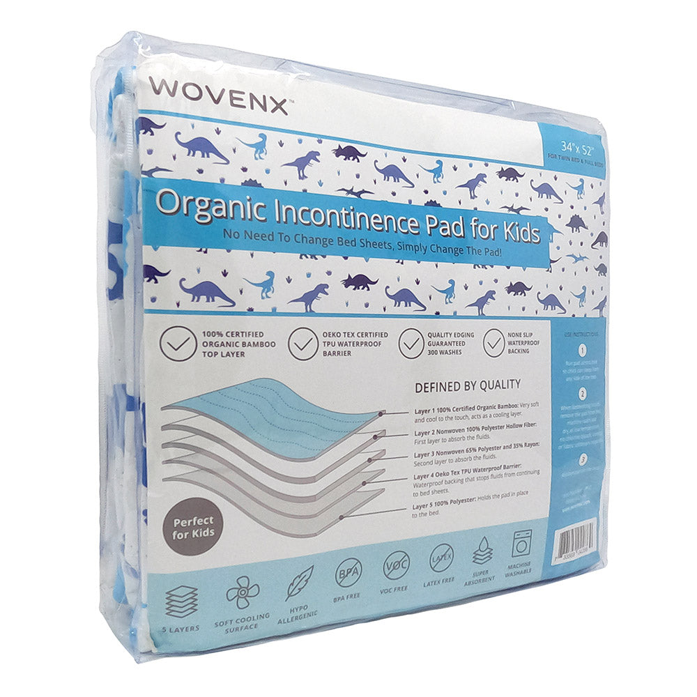 Organic Bamboo Incontinence Pads for Kids - Dinosaur | Wovenx